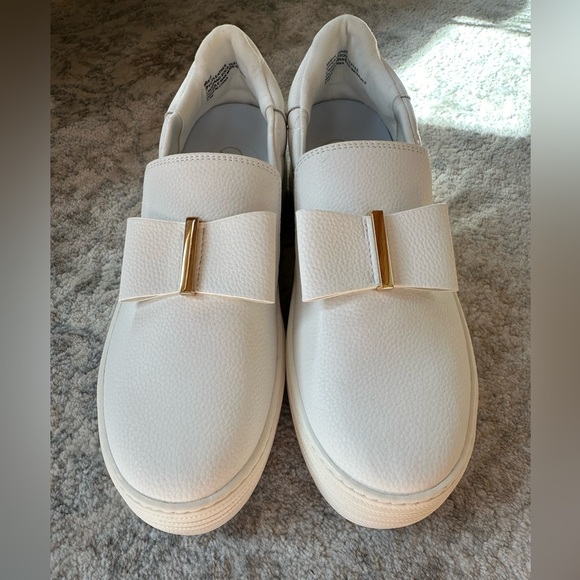 Joy Mangano | Shoes | Joy Mangano Luxe Slipon Genuine Leather Bow ...